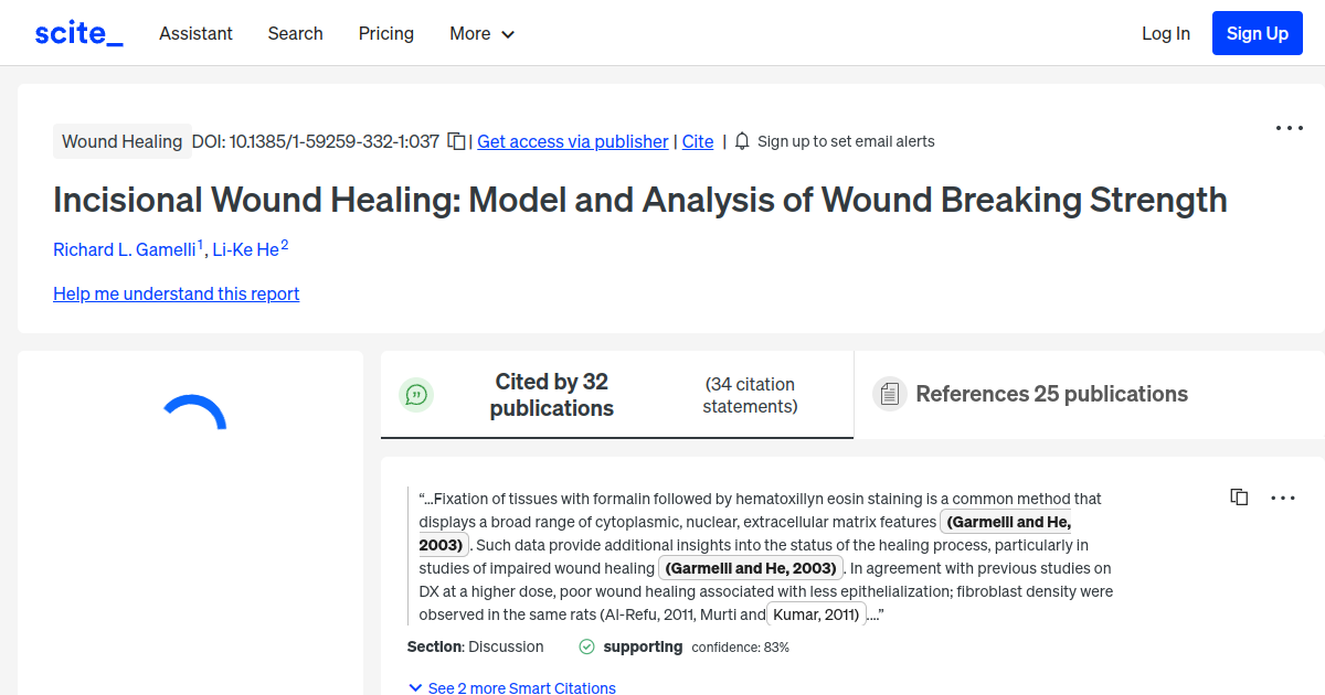 Incisional Wound Healing: Model and Analysis of Wound Breaking Strength ...
