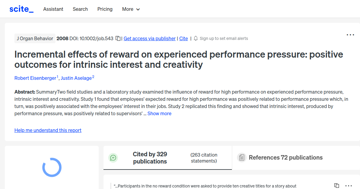 Incremental effects of reward on experienced performance pressure ...