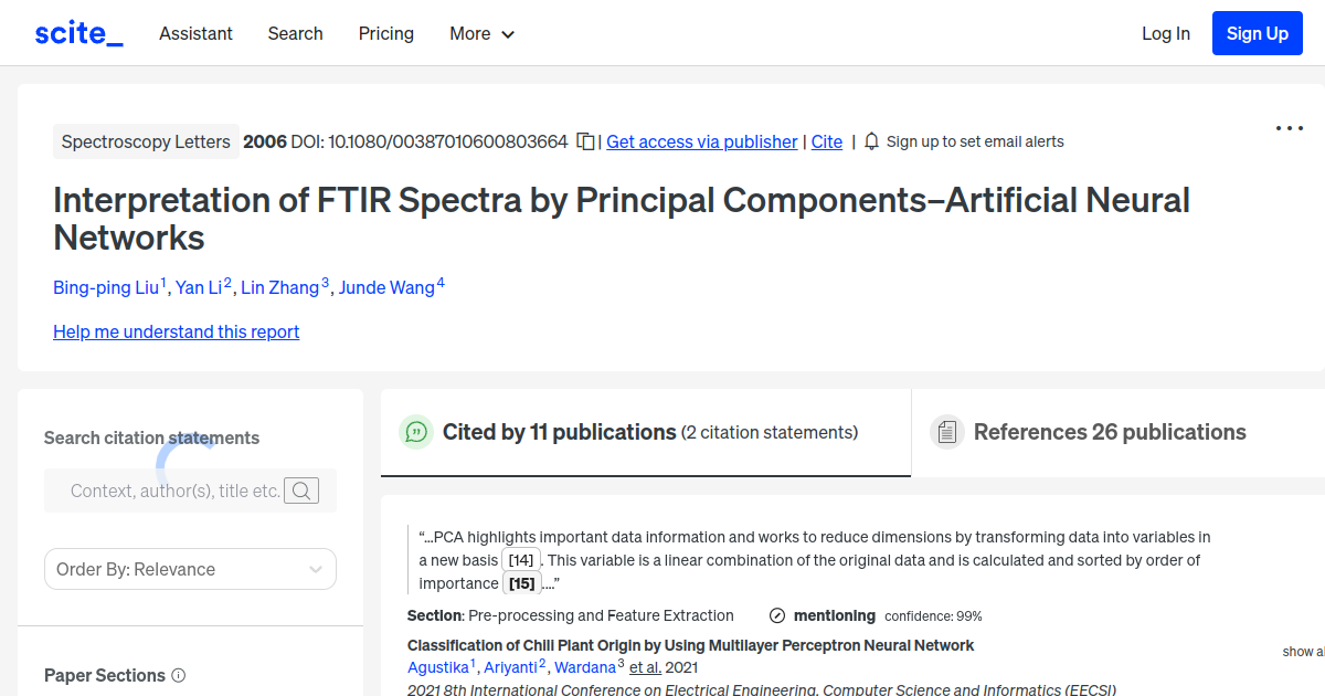 Interpretation of FTIR Spectra by Principal Components–Artificial ...