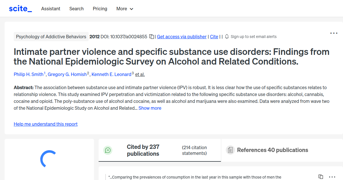 Intimate partner violence and specific substance use disorders ...