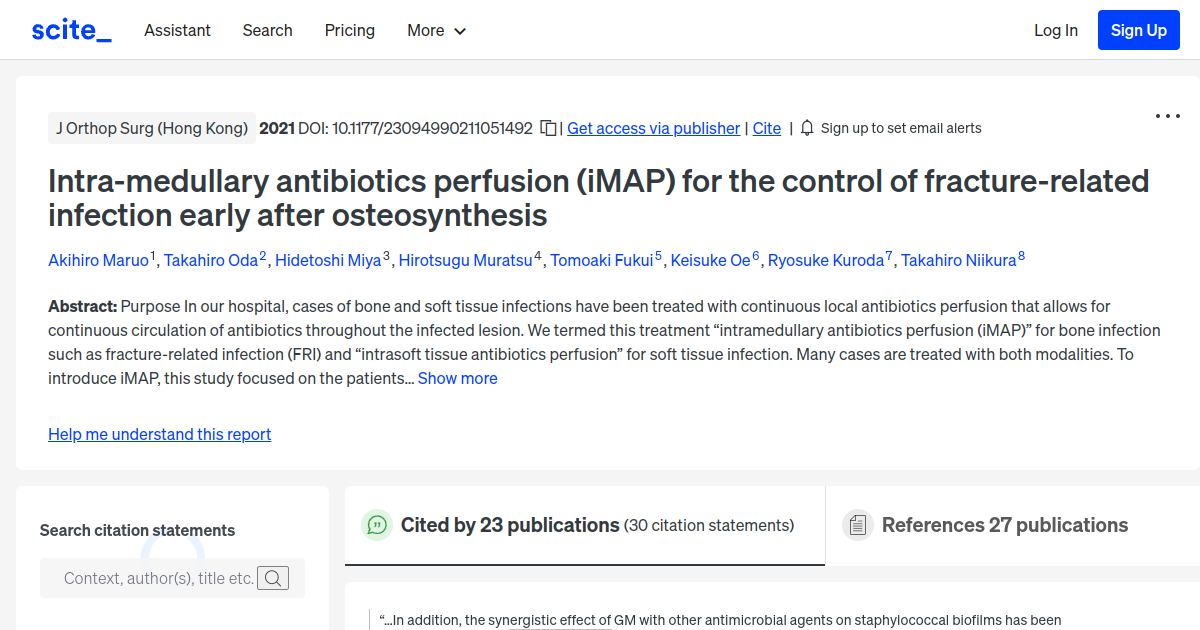 Intra-medullary antibiotics perfusion (iMAP) for the control of ...