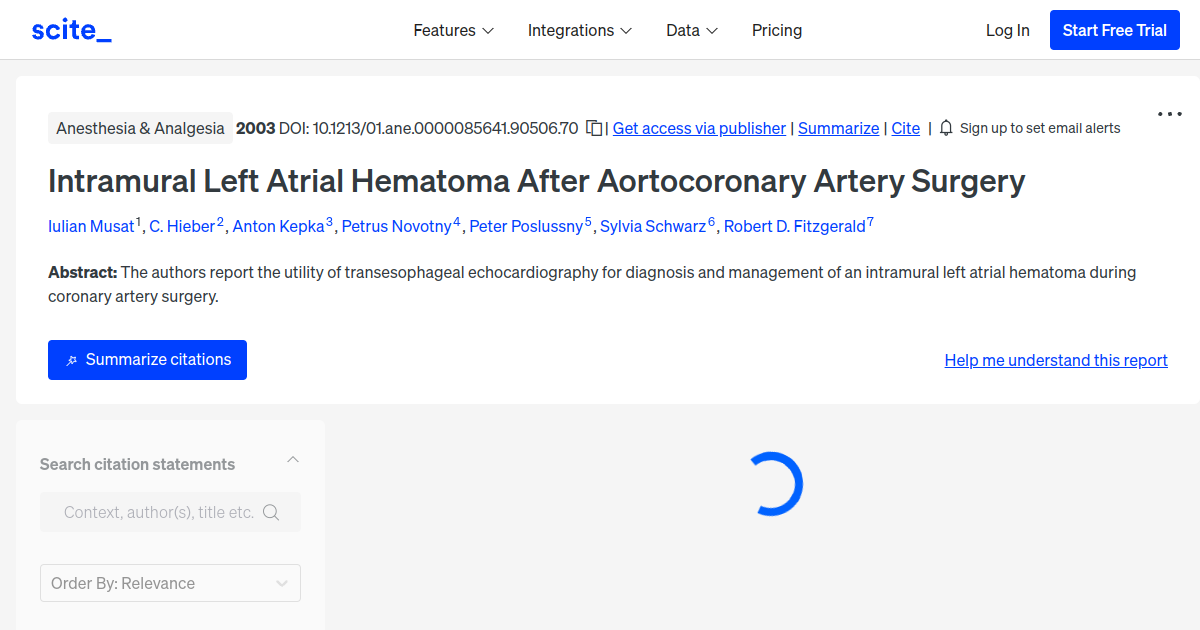 Intramural Left Atrial Hematoma After Aortocoronary Artery Surgery