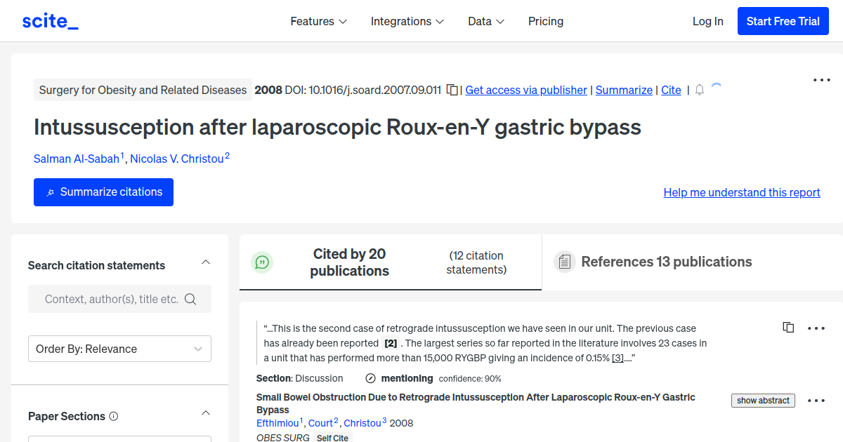 Intussusception after laparoscopic Roux-en-Y gastric bypass