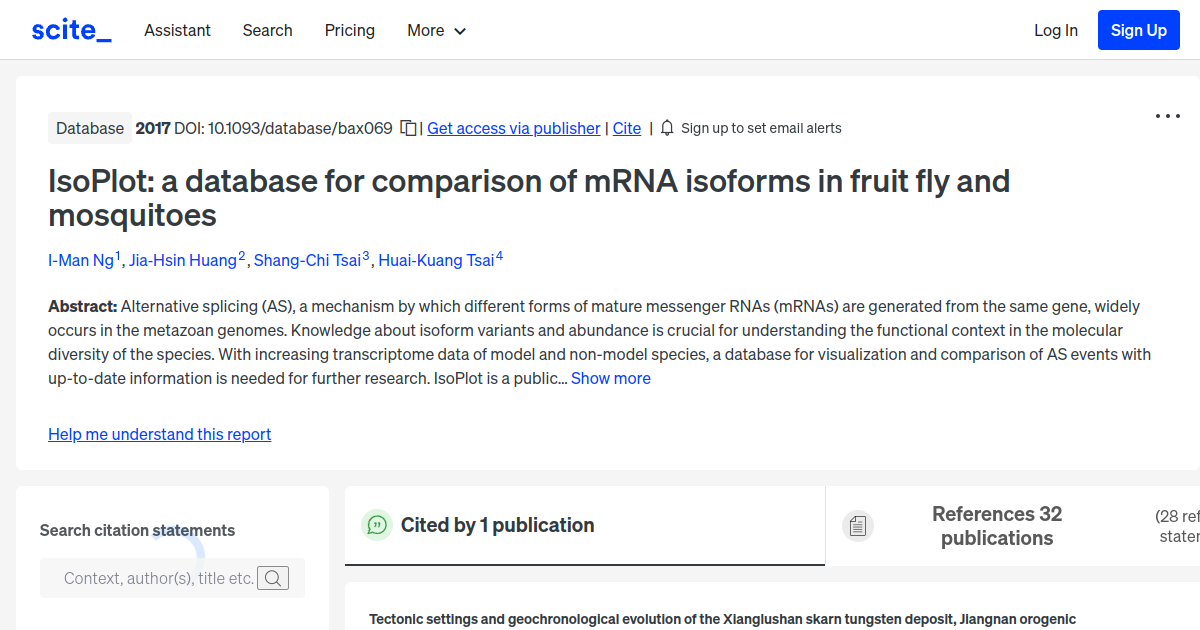 IsoPlot: a database for comparison of mRNA isoforms in fruit fly and ...
