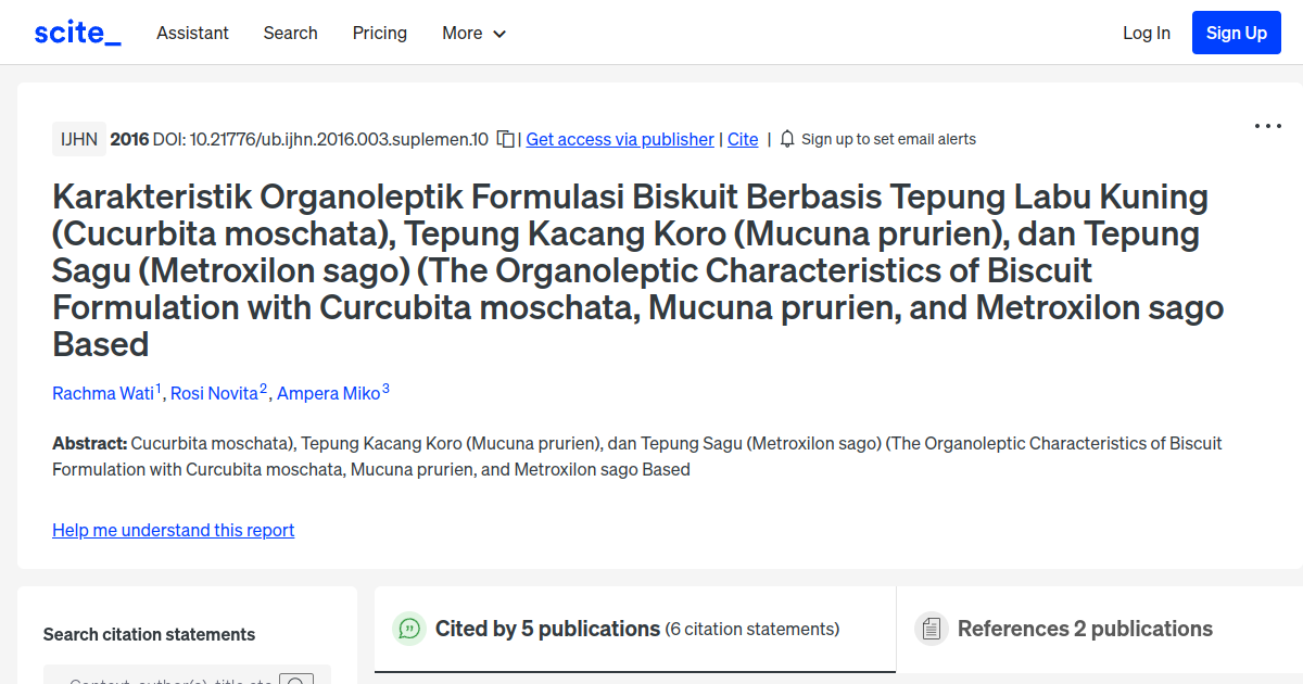 Karakteristik Organoleptik Formulasi Biskuit Berbasis Tepung Labu ...