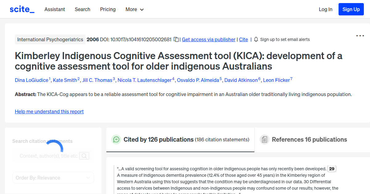 Kimberley Indigenous Cognitive Assessment tool (KICA): development of a ...