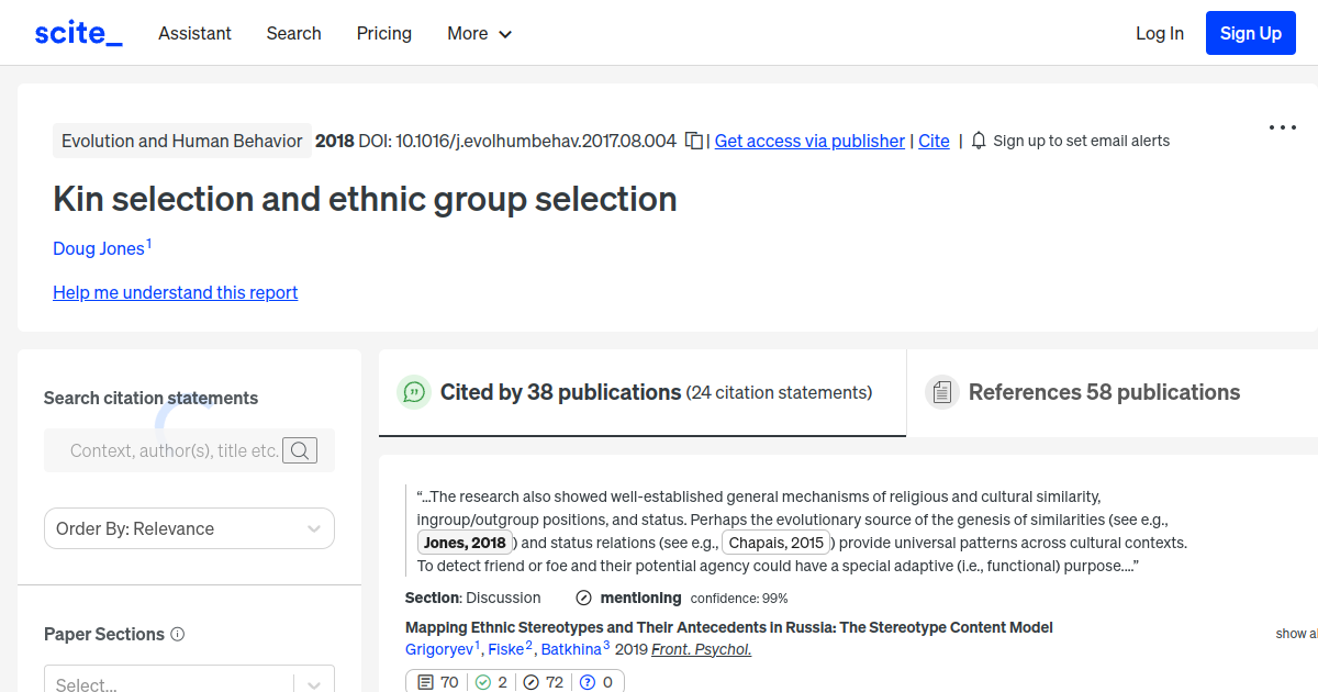 Kin selection and ethnic group selection - [scite report]