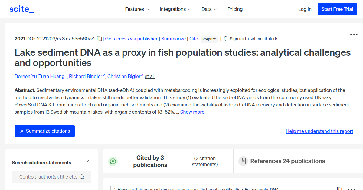 Lake sediment DNA as a proxy in fish population studies: analytical ...