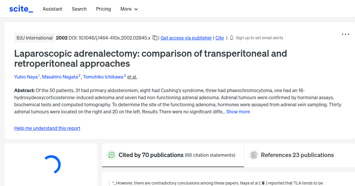 Laparoscopic adrenalectomy: comparison of transperitoneal and ...