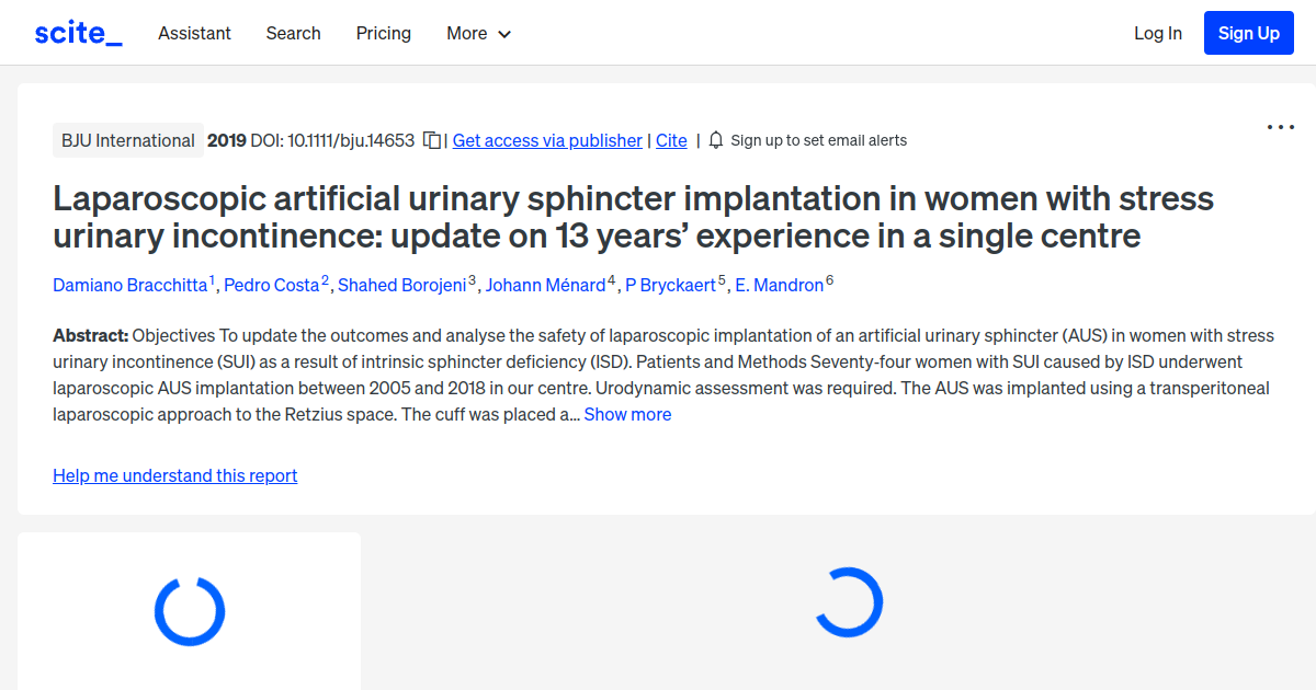 Laparoscopic artificial urinary sphincter implantation in women with ...