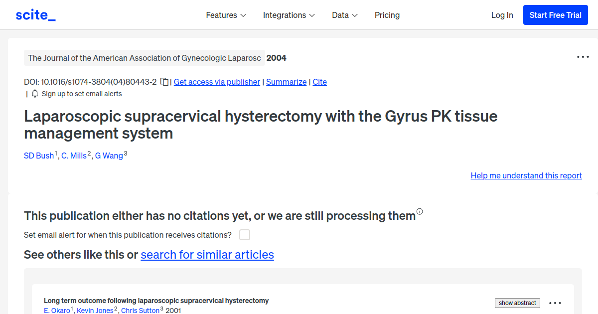 Laparoscopic supracervical hysterectomy with the Gyrus PK tissue ...