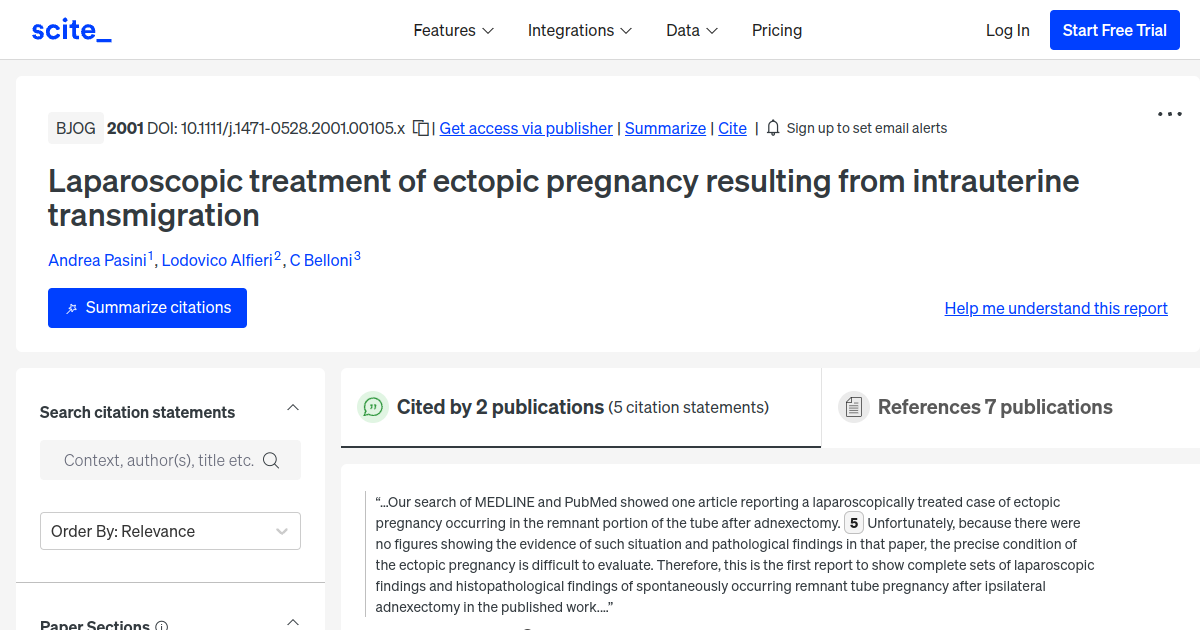 Laparoscopic treatment of ectopic pregnancy resulting from intrauterine ...