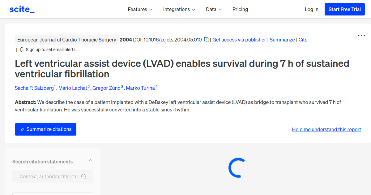 Left ventricular assist device (LVAD) enables survival during 7 h of ...