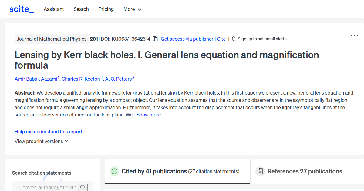 Lensing by Kerr black holes. I. General lens equation and magnification ...