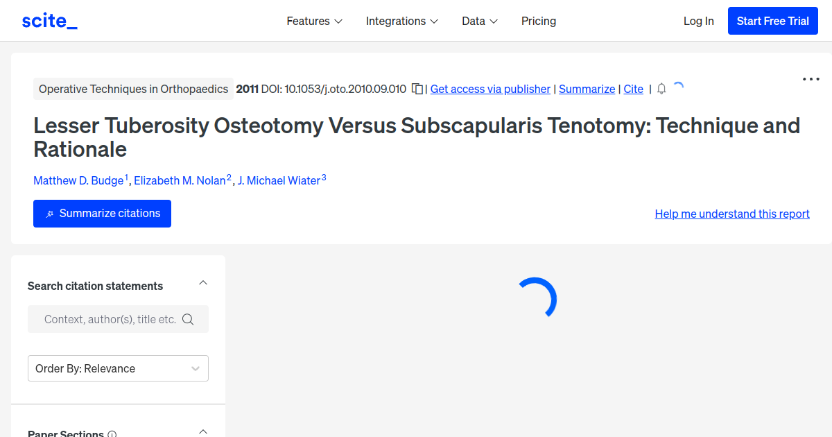 Lesser Tuberosity Osteotomy Versus Subscapularis Tenotomy: Technique ...