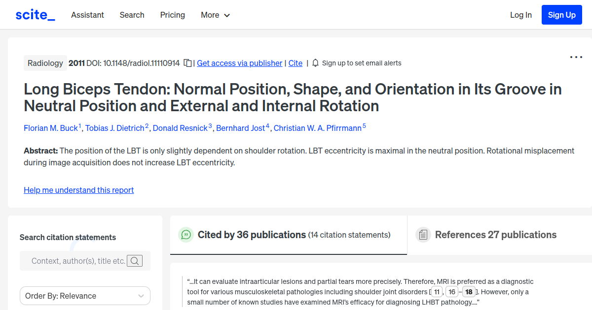 Long Biceps Tendon: Normal Position, Shape, and Orientation in Its ...