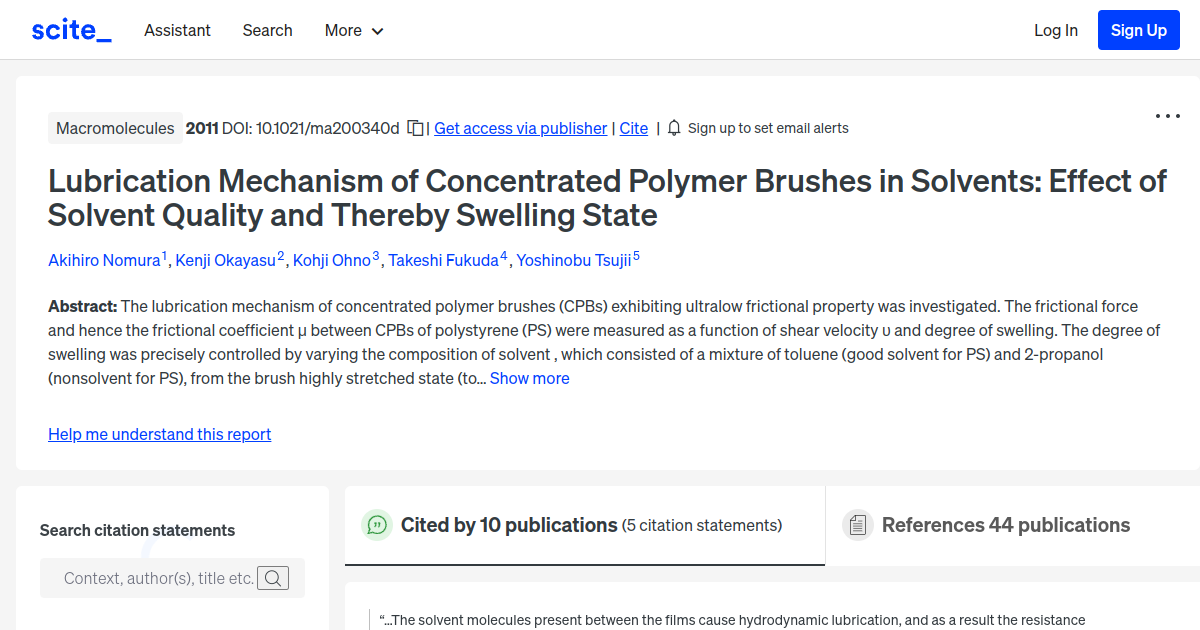 Lubrication Mechanism of Concentrated Polymer Brushes in Solvents ...