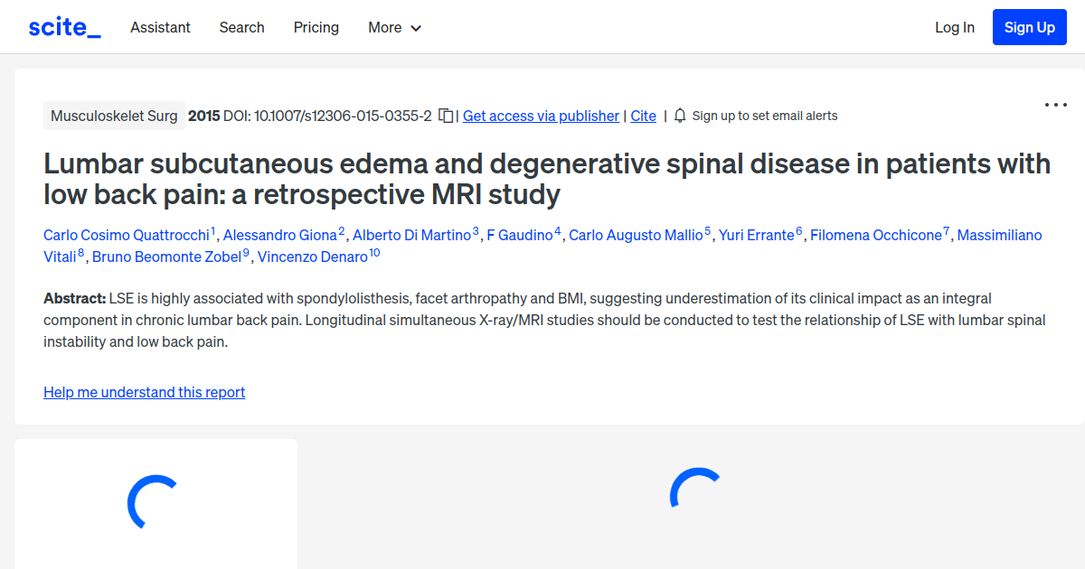 Lumbar subcutaneous edema and degenerative spinal disease in patients ...