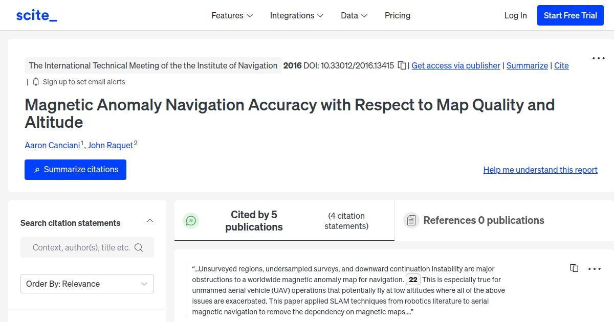 Magnetic Anomaly Navigation Accuracy with Respect to Map Quality and ...