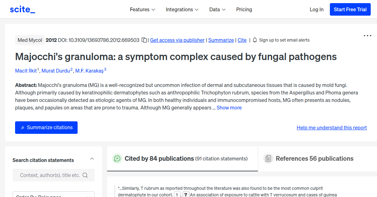 Majocchi's granuloma: a symptom complex caused by fungal pathogens