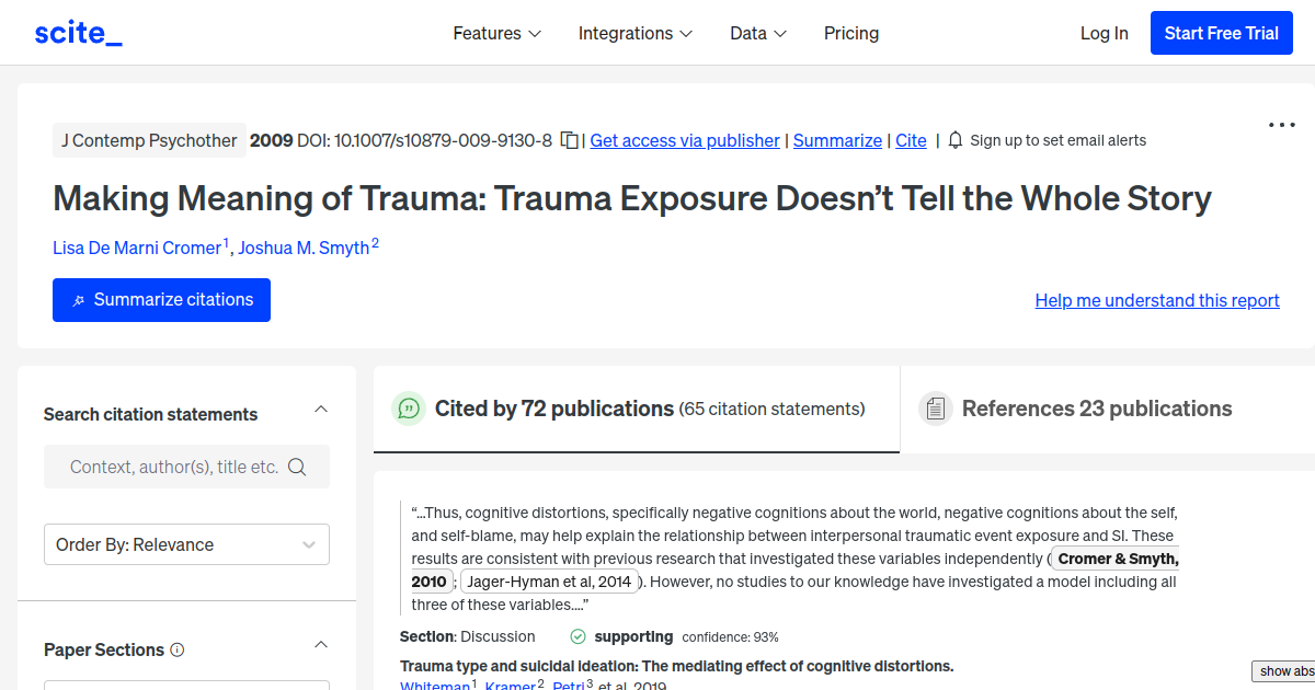 Making Meaning of Trauma: Trauma Exposure Doesn’t Tell the Whole Story ...