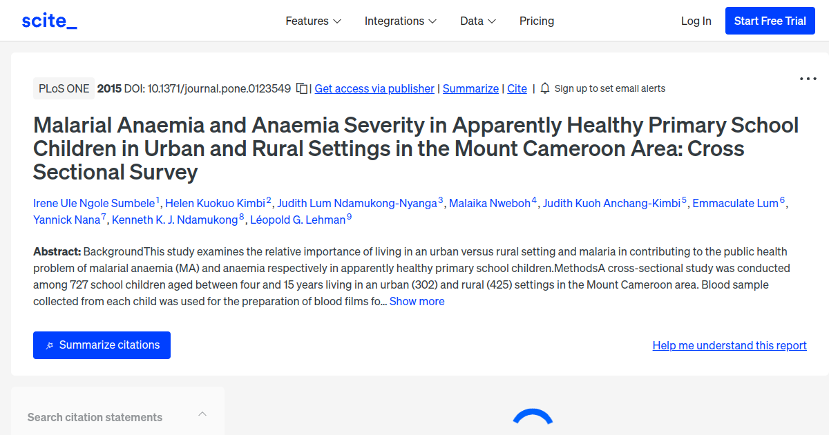 Malarial Anaemia and Anaemia Severity in Apparently Healthy Primary ...