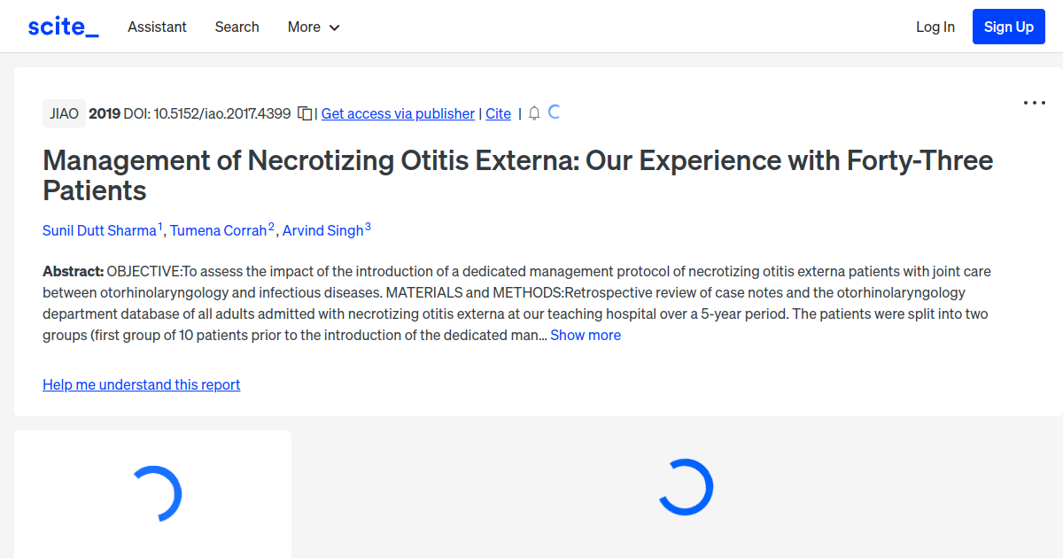 Management of Necrotizing Otitis Externa: Our Experience with Forty ...