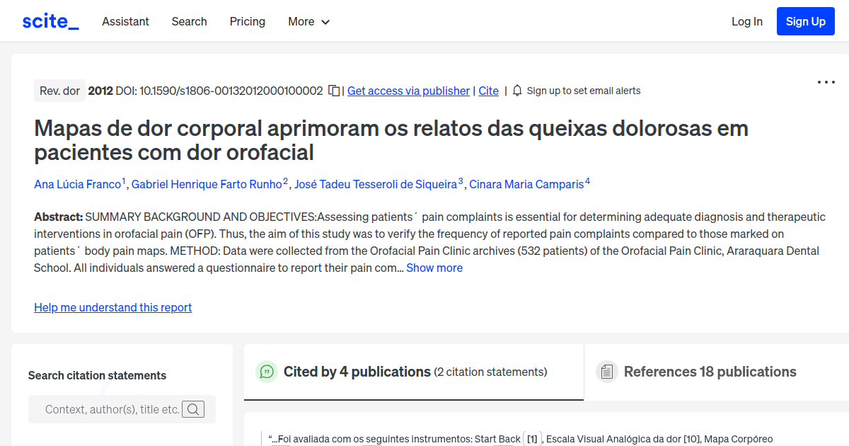 Mapas de dor corporal aprimoram os relatos das queixas dolorosas em ...