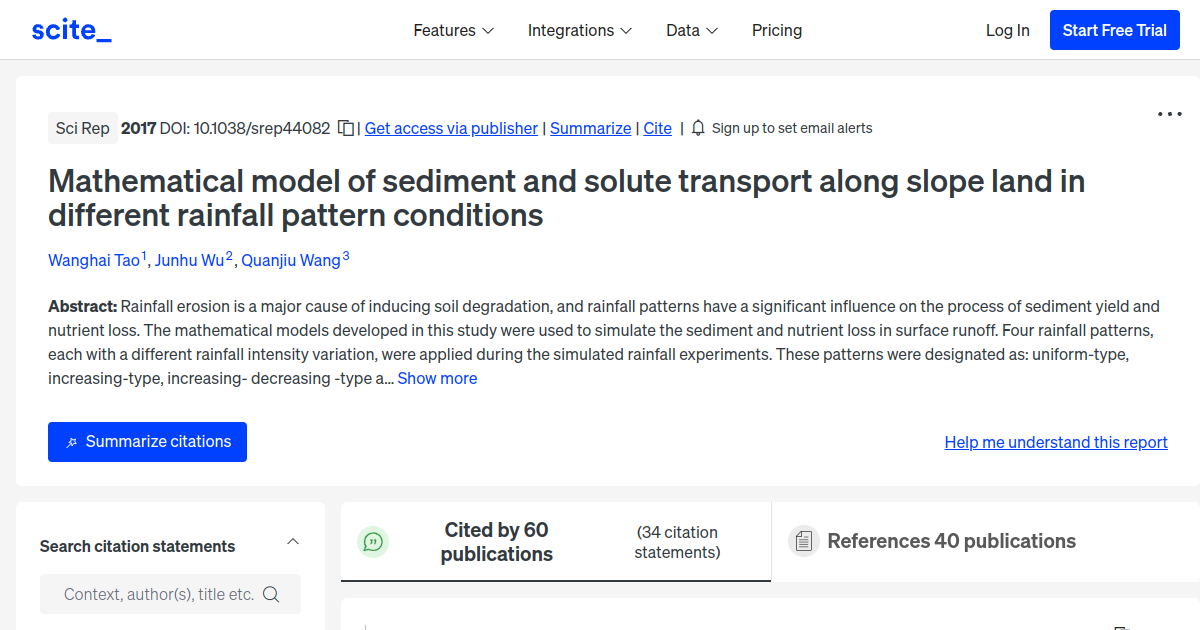 Mathematical model of sediment and solute transport along slope land in ...