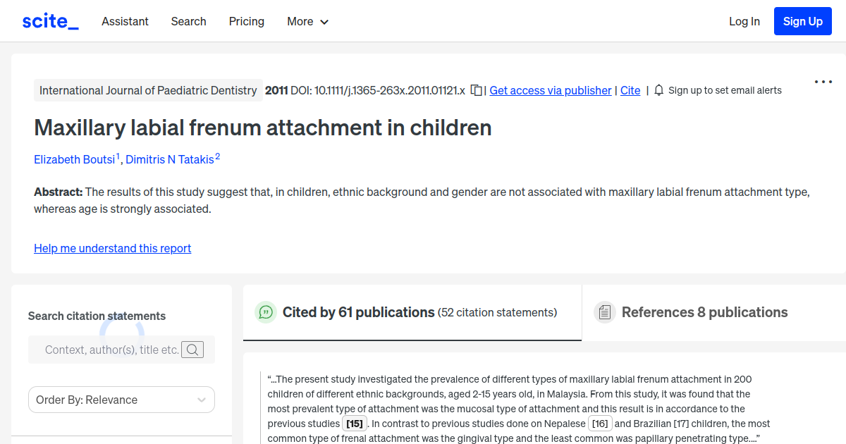 Maxillary labial frenum attachment in children - [scite report]