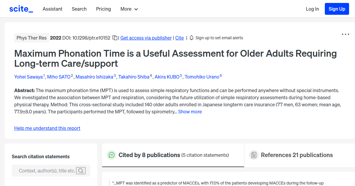 Maximum Phonation Time is a Useful Assessment for Older Adults ...