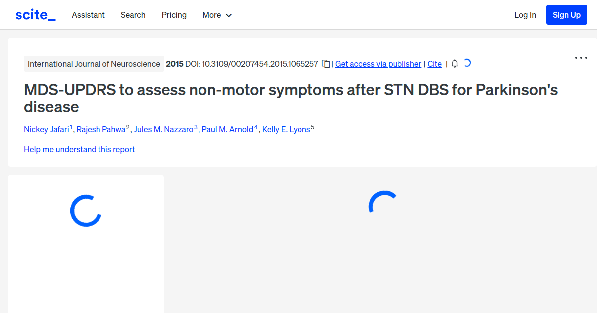 MDS-UPDRS to assess non-motor symptoms after STN DBS for Parkinson's ...
