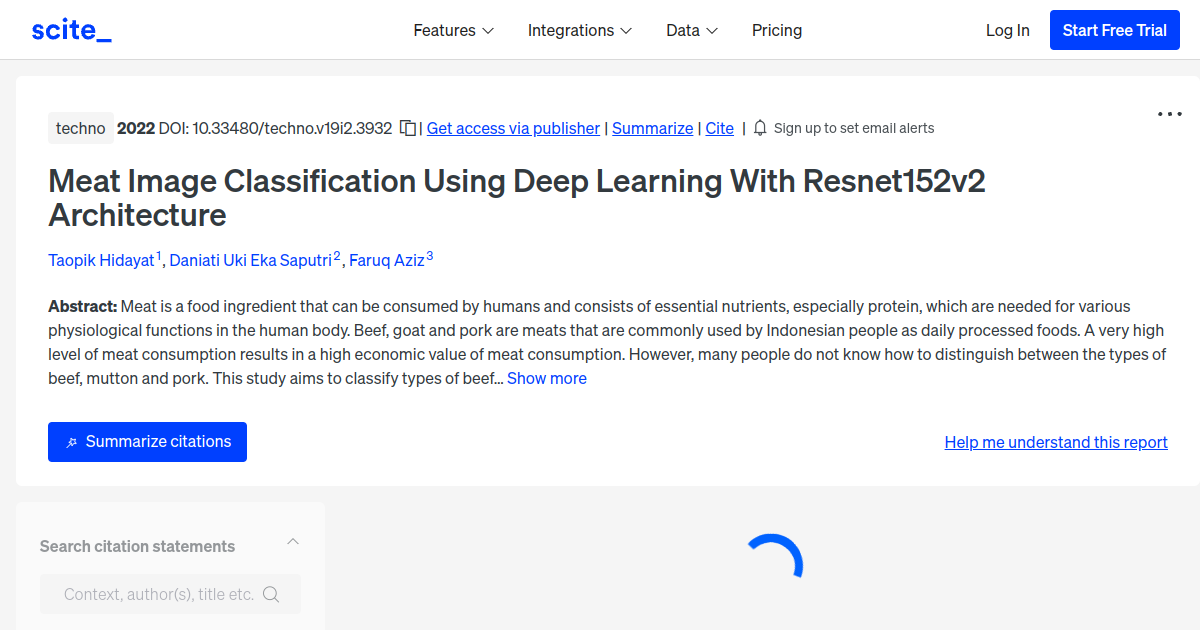 Meat Image Classification Using Deep Learning With Resnet152v2 Architecture
