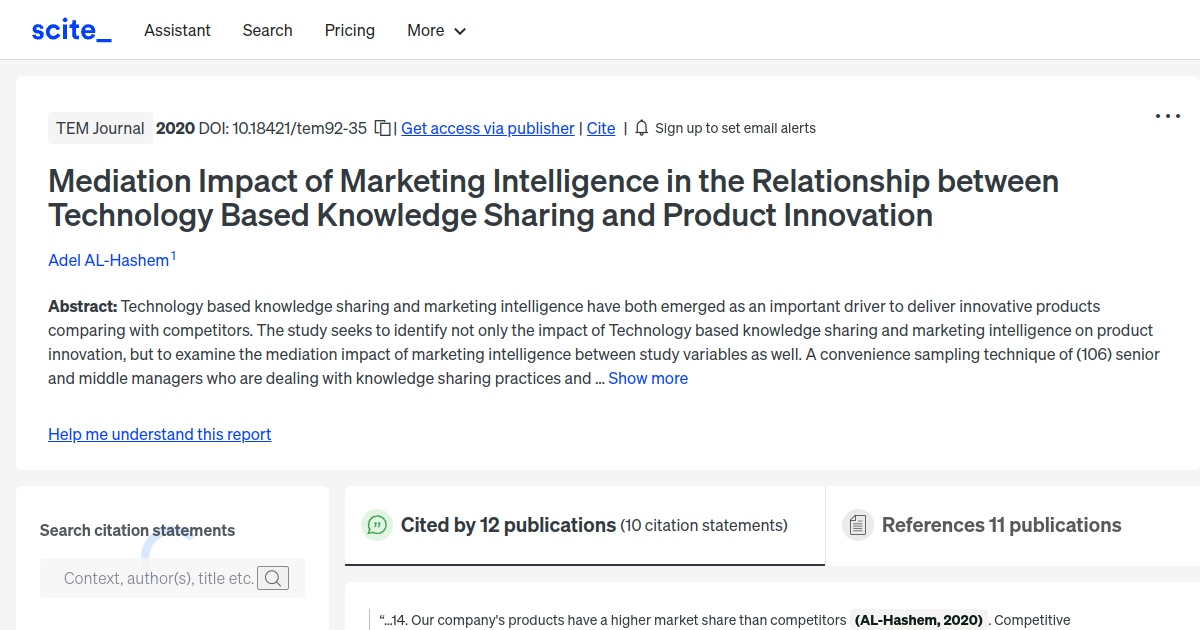 Mediation Impact of Marketing Intelligence in the Relationship between ...