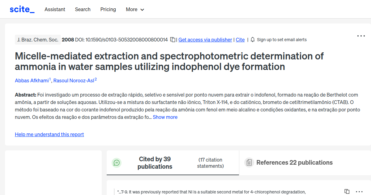 Micelle-mediated extraction and spectrophotometric determination of ...
