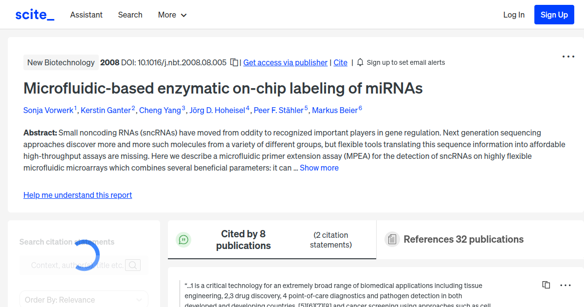 Microfluidic-based enzymatic on-chip labeling of miRNAs - [scite report]