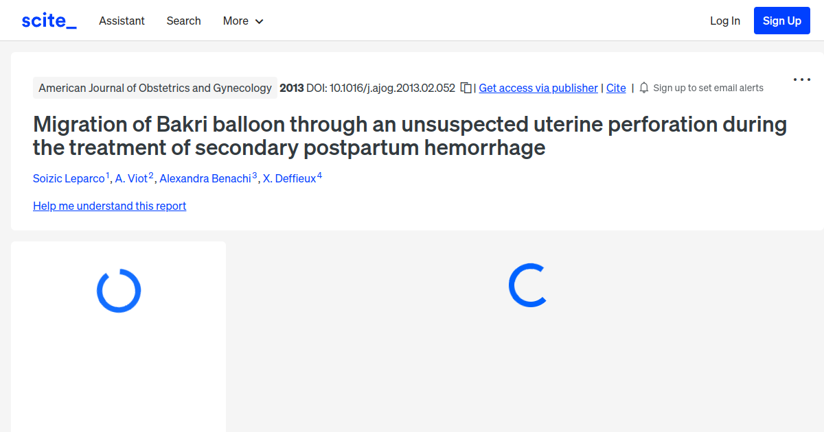 Migration of Bakri balloon through an unsuspected uterine perforation ...