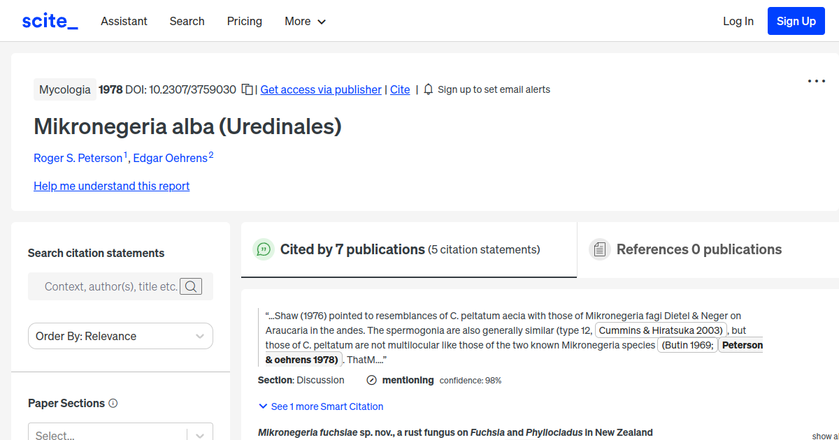 Mikronegeria alba (Uredinales) - [scite report]