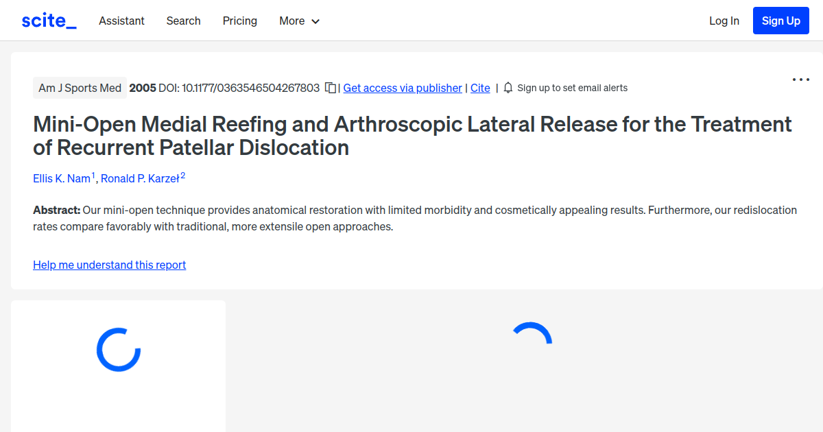 Mini-Open Medial Reefing and Arthroscopic Lateral Release for the ...