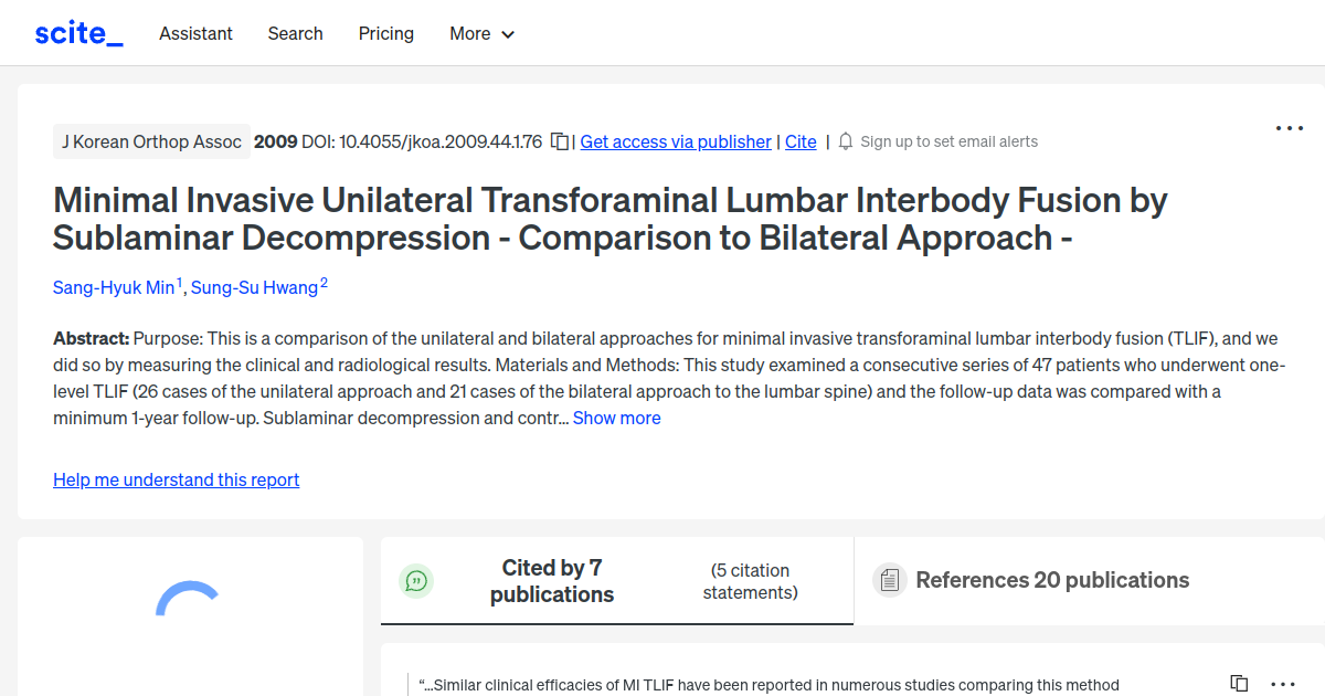 Minimal Invasive Unilateral Transforaminal Lumbar Interbody Fusion by ...