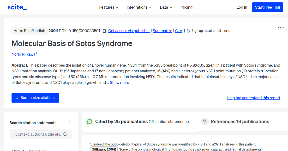 Molecular Basis of Sotos Syndrome