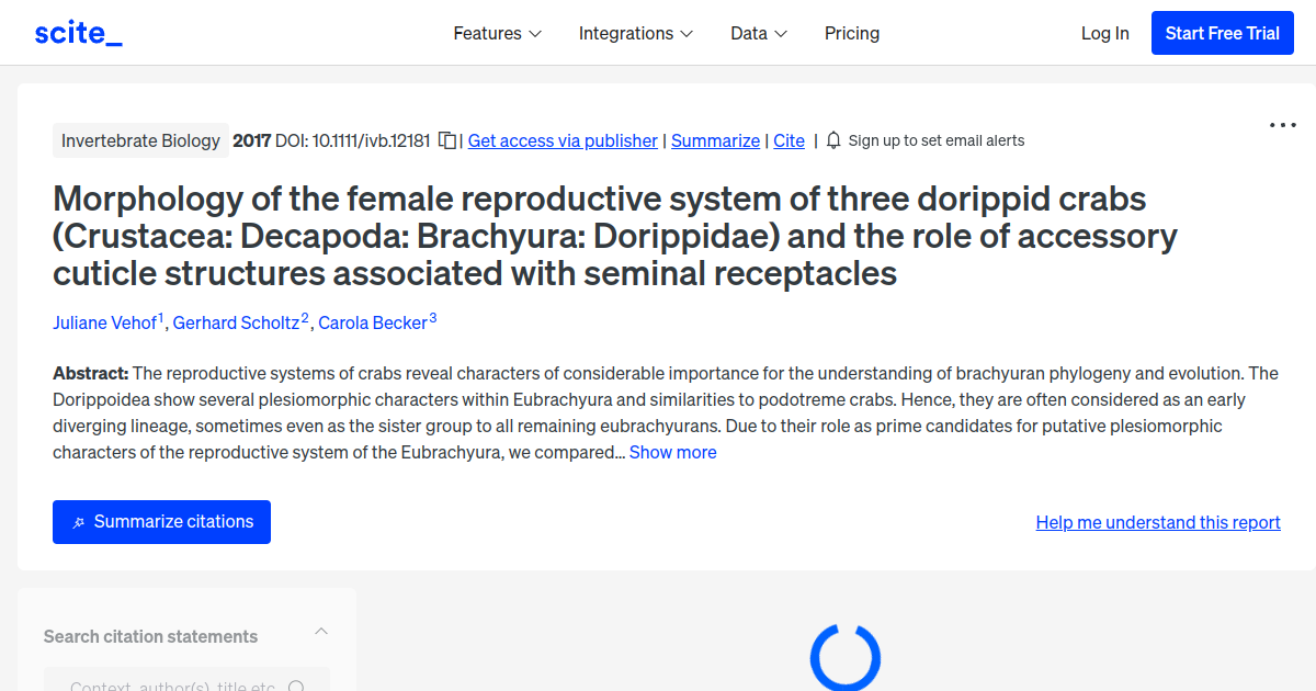 Morphology of the female reproductive system of three dorippid crabs ...