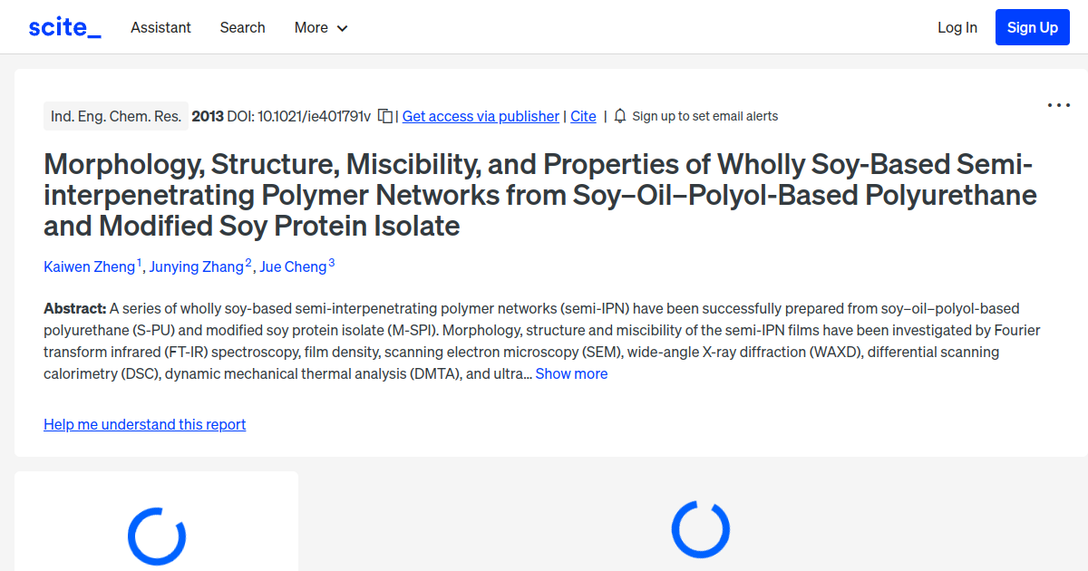 Morphology, Structure, Miscibility, and Properties of Wholly Soy-Based ...