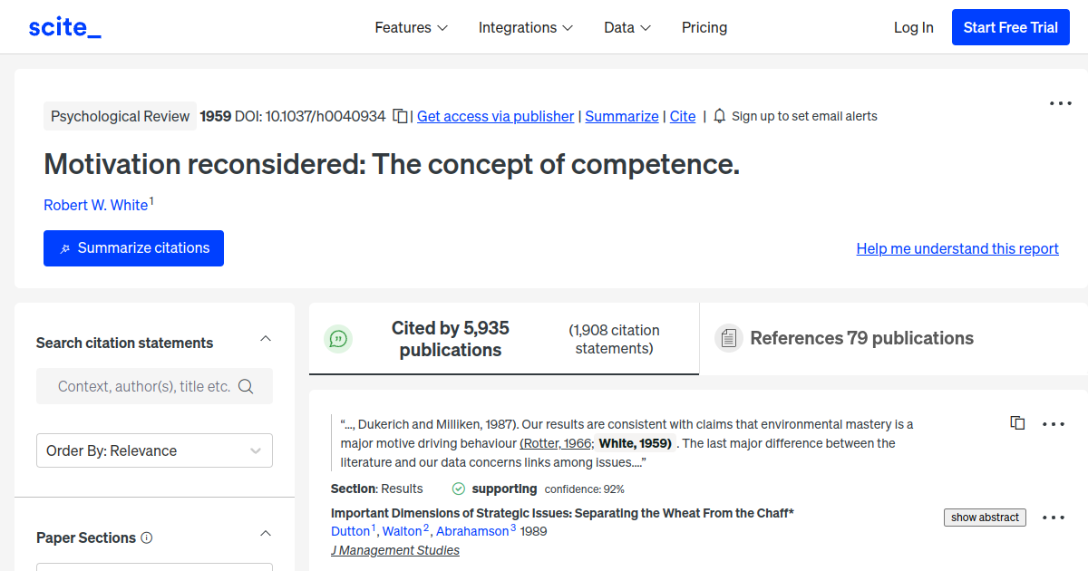 Motivation reconsidered: The concept of competence.