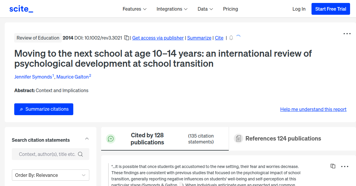 Moving to the next school at age 10–14 years: an international review ...