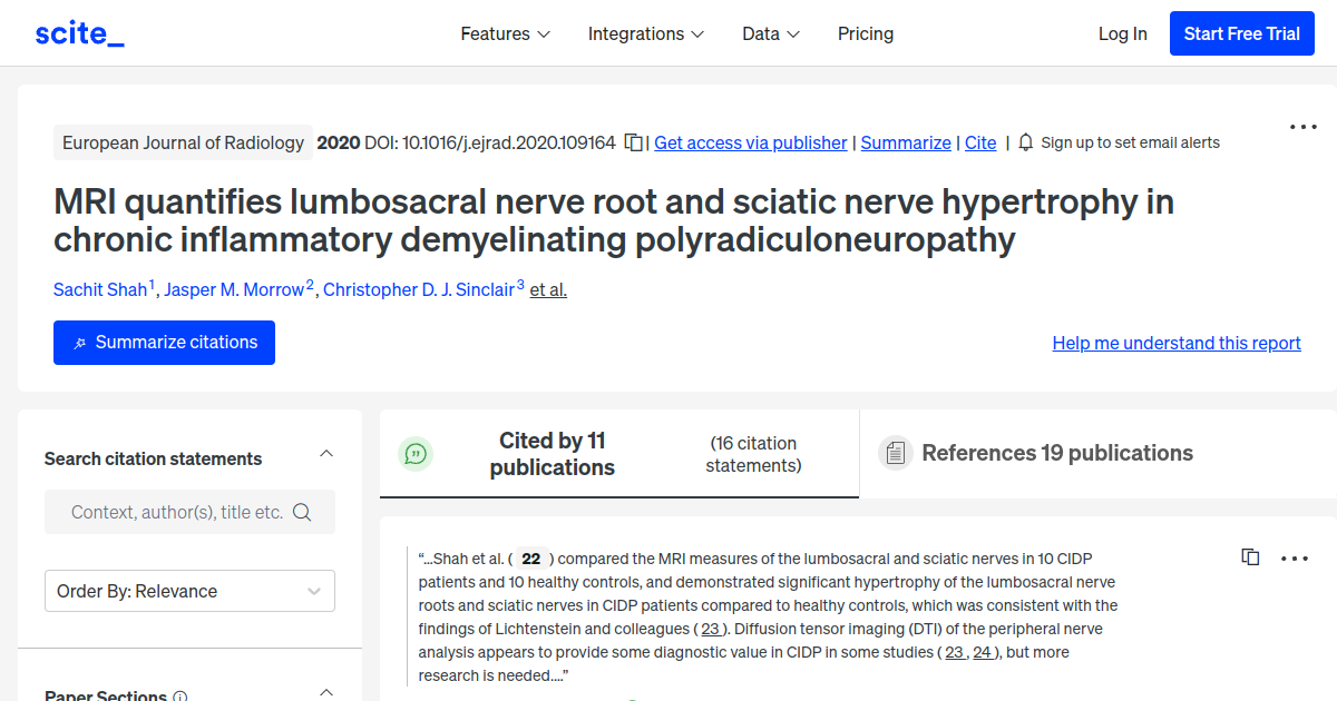 MRI quantifies lumbosacral nerve root and sciatic nerve hypertrophy in ...