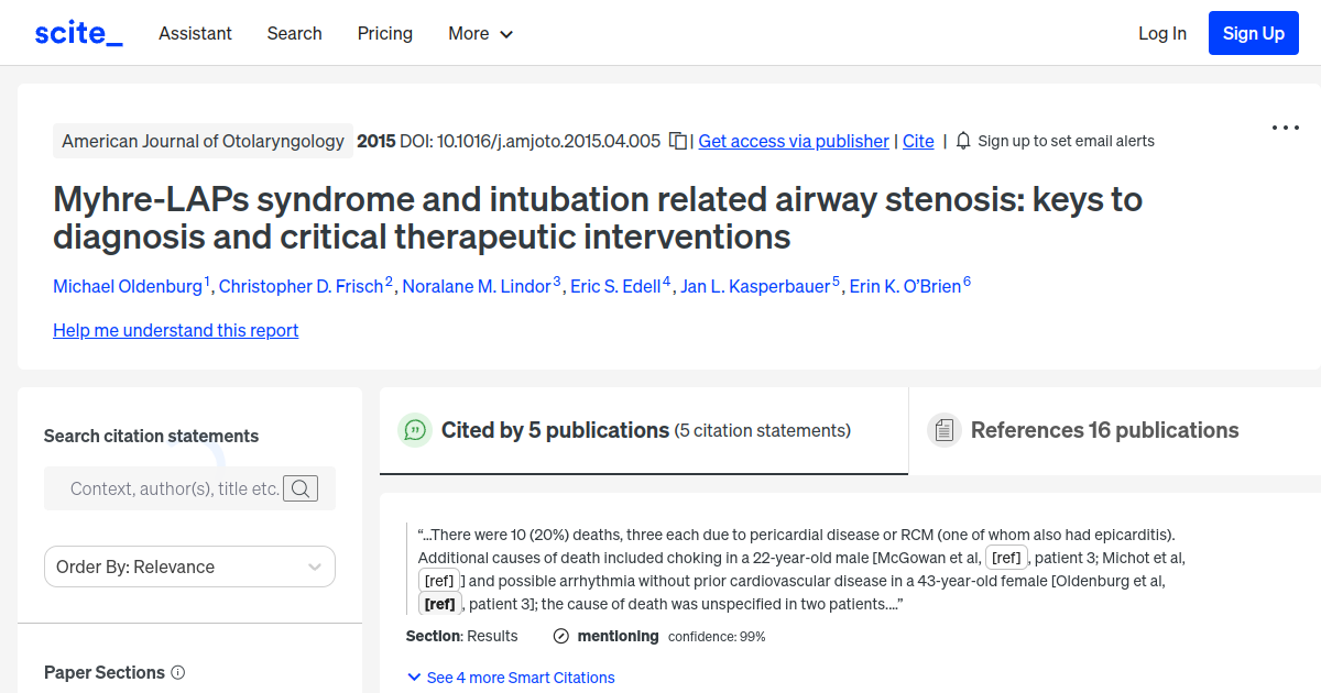 Myhre-LAPs syndrome and intubation related airway stenosis: keys to ...