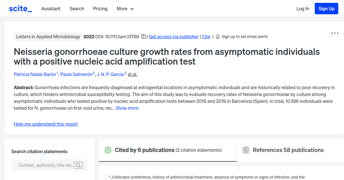 Neisseria gonorrhoeae culture growth rates from asymptomatic ...