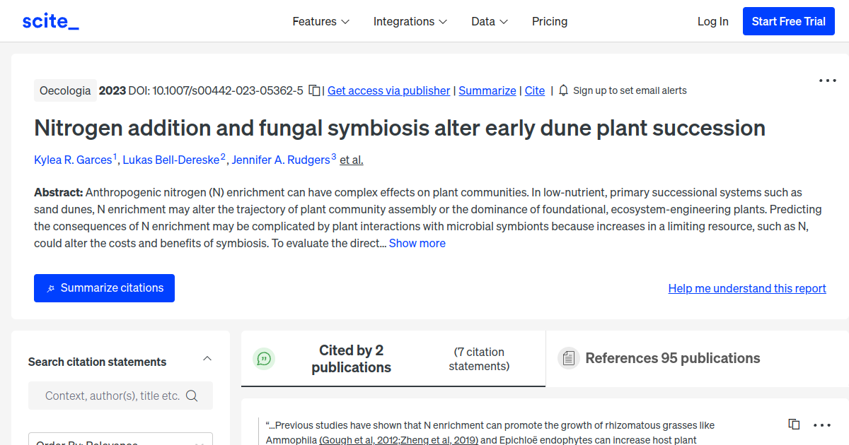 Nitrogen addition and fungal symbiosis alter early dune plant succession