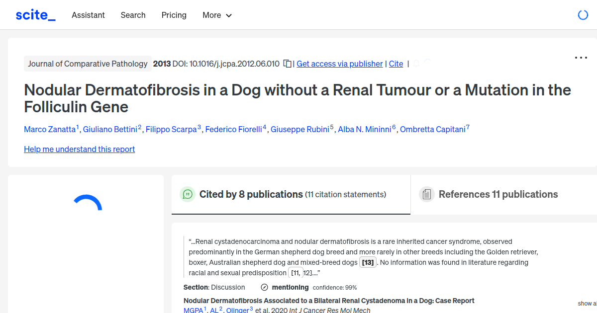 [citation report] Nodular Dermatofibrosis in a Dog without a Renal ...